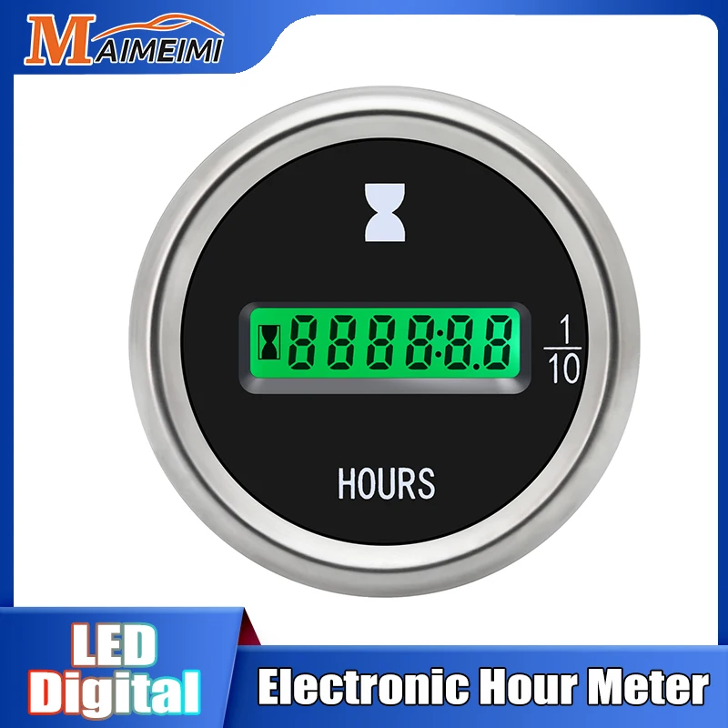 52mm Electronic Hour Meter Green LED Digital Hours Gauge Counter ...