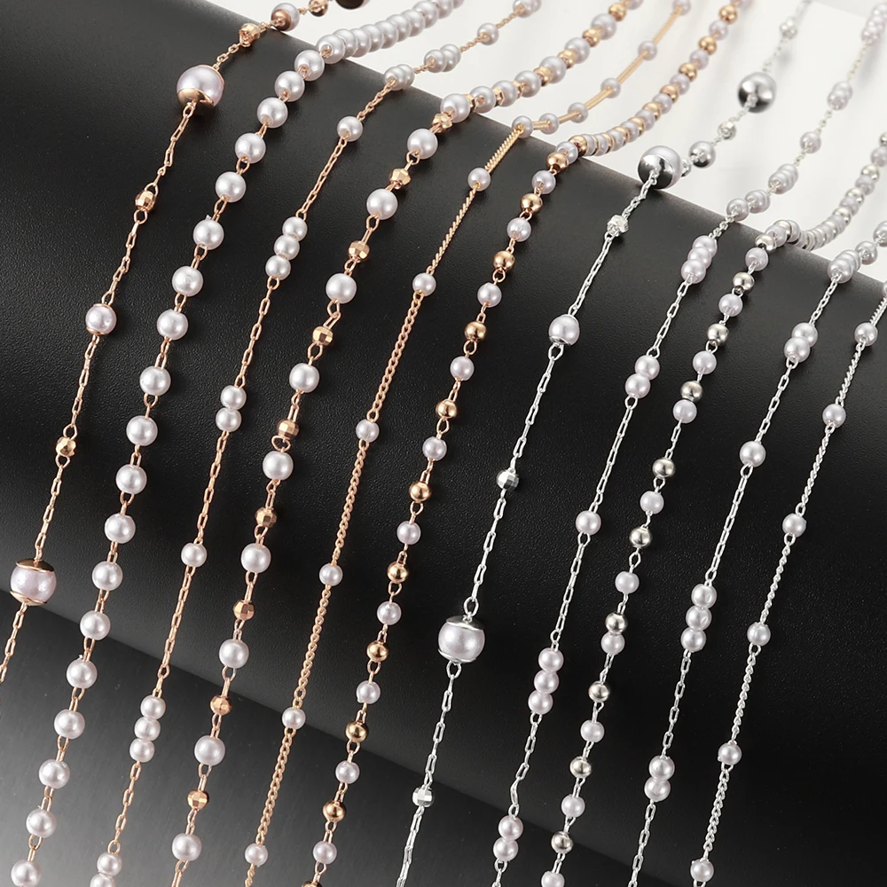 1-10Meters-Imitation-Pearl-Bead-Chain-3-4mm-Beading-Copper-Chains-for ...