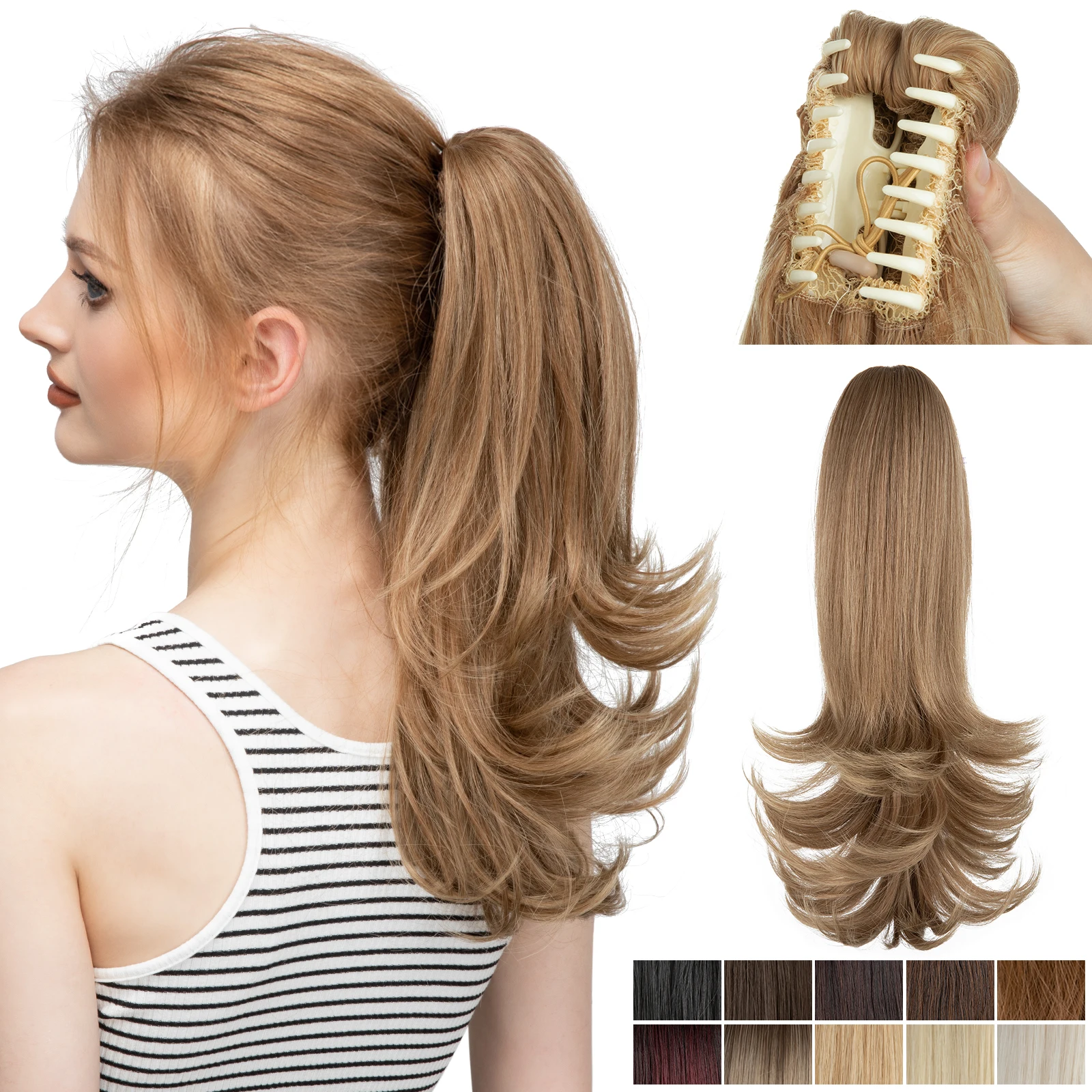 Synthetic-Claw-Clip-In-Ponytail-Hair-Extensions-14-Inch-Wavy-Hairpiece ...