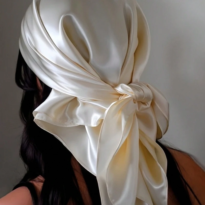 90*90cm Luxury Women Muslim Hijab Square Silk Scarf Satin Headscarf ...