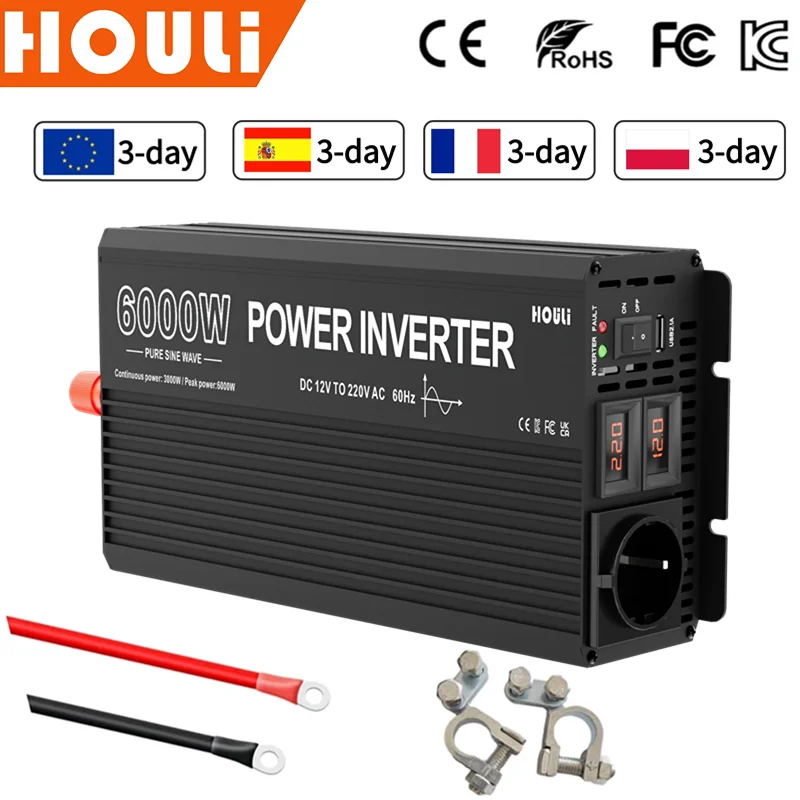houli-inverter-przetwornica-12v-220v-czysty-sinus-6000w-5000w-inverter-12v-dc-to-220v-ac ...