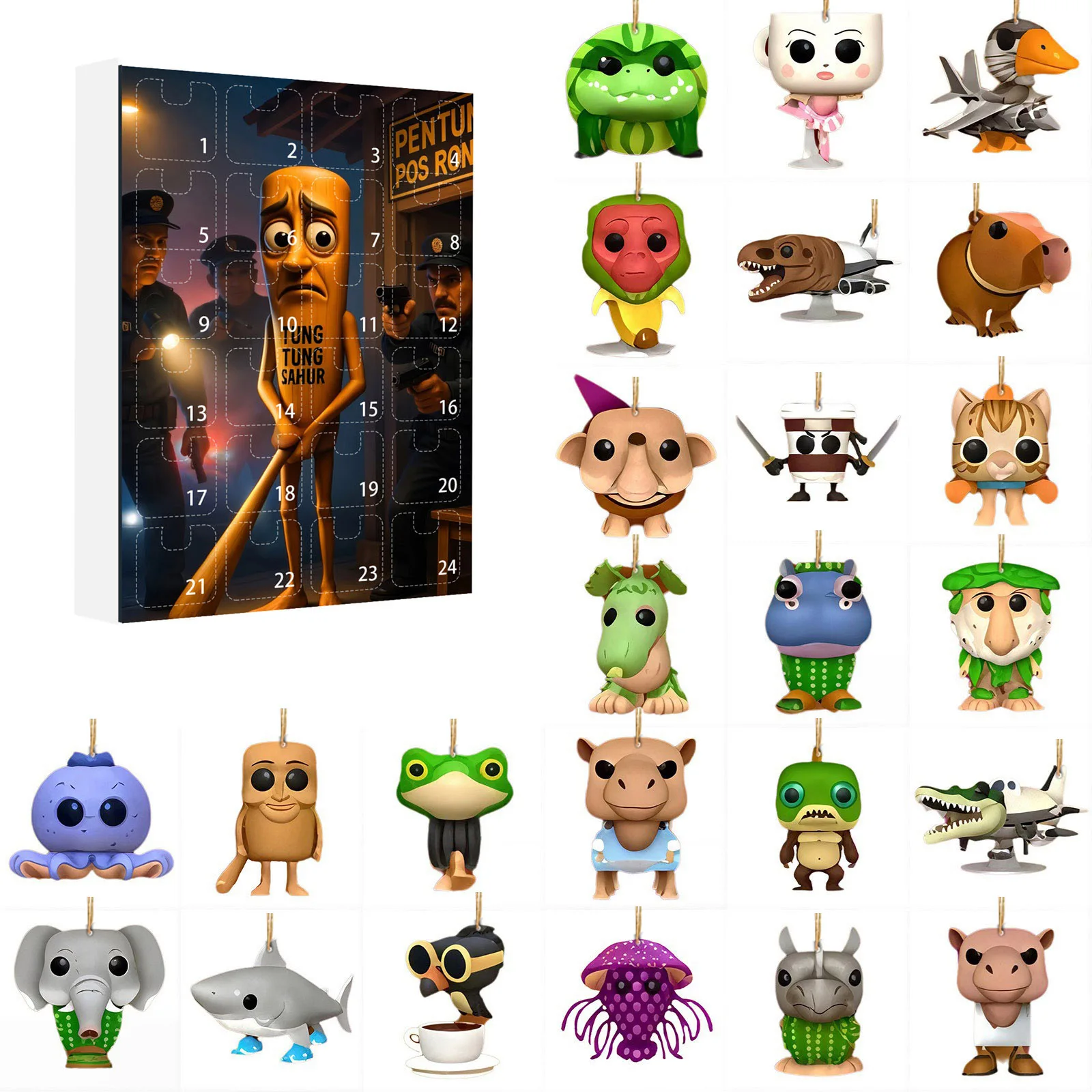 2025 24pcs Italian Brainrot Advent Calendar Tung Tung Tung Sahur ...