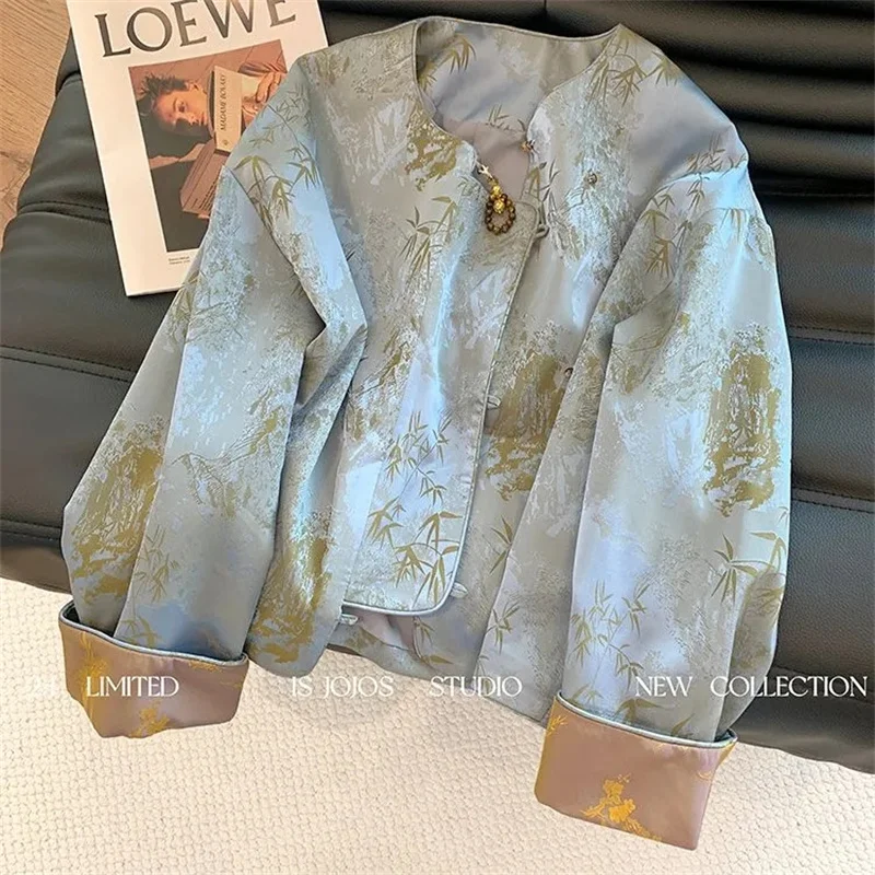 Women's Jacket Chinese Bamboo Jacquard Light National Coat Women's ...