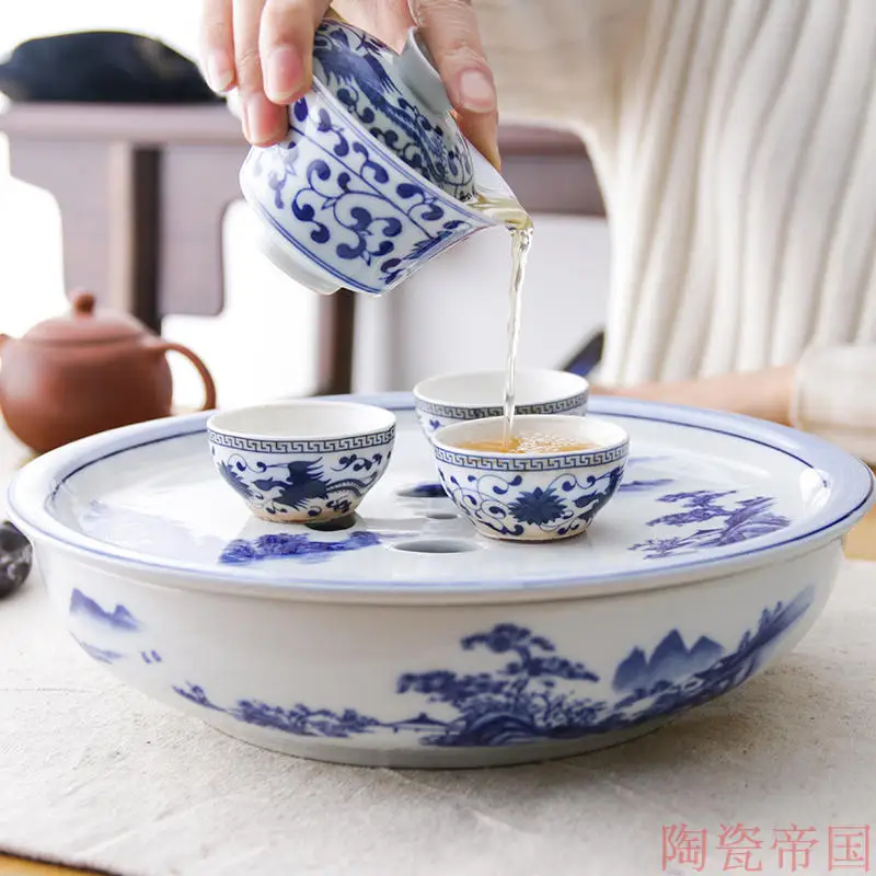 Chinese-Ceramic-Tea-Tray-Household-Round-Water-Storage-Tray-High-grade ...