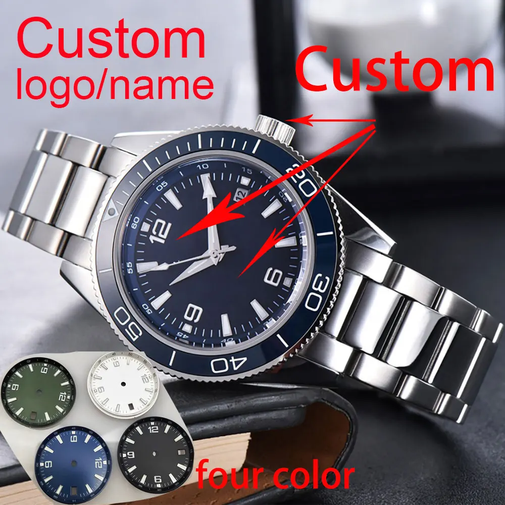 Custom Logo/Name 41MM Sapphire Fashion NH35 Lume Automatic Mechanical Sport Watch Strap Male ...