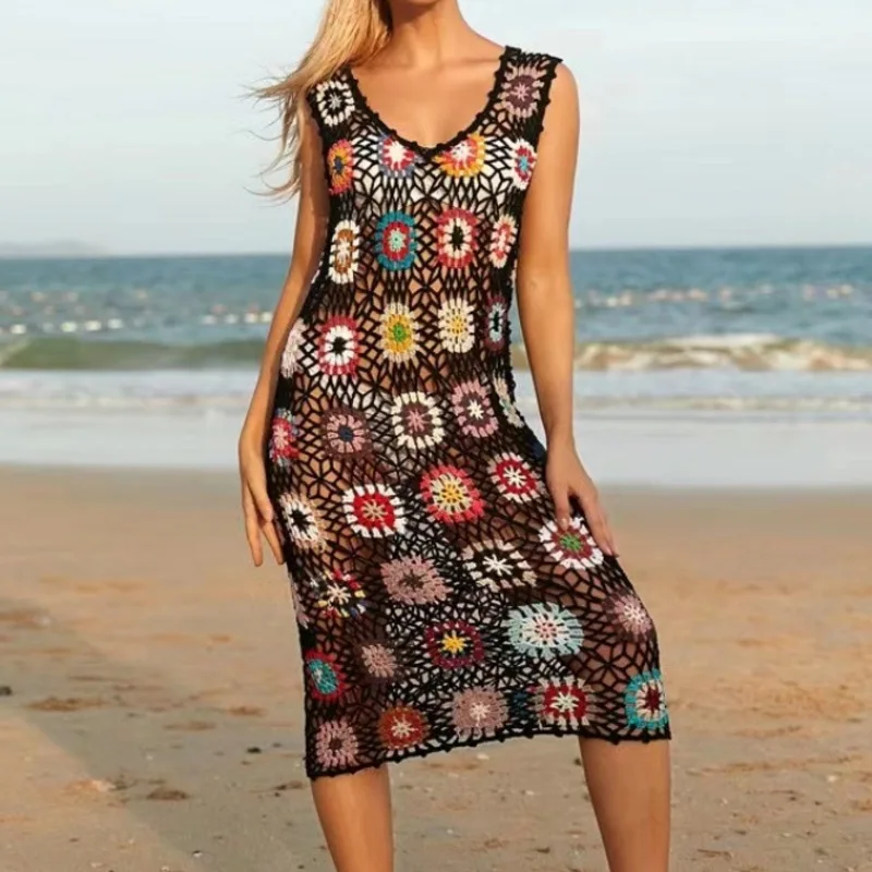 Sexy Beach Cover Crochet Swimwear | Bohemian Beach Dress Women Crochet ...