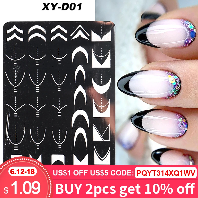 French Nail Art Stamping Plate Geometry Wave Line Drawing Templates ...