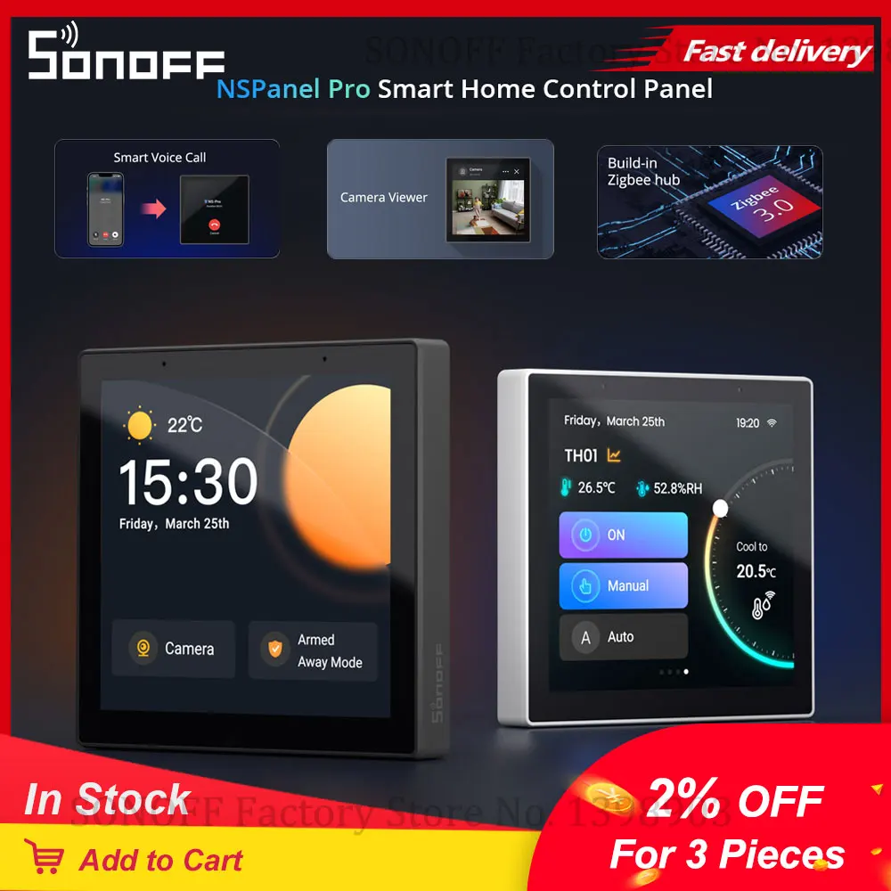 SONOFF NSPanel Pro Smart Home Control Panel EU HMI TFT 3.95" Touch Screen Smart Scene Display ...
