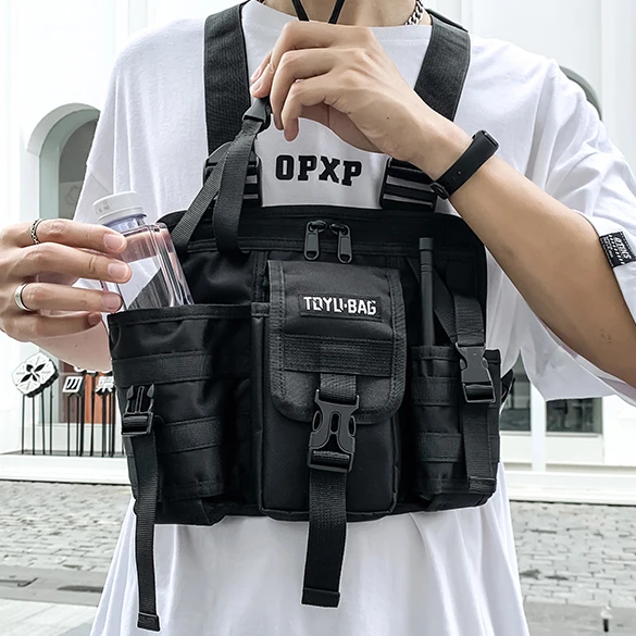 2022-HipHop-Vest-Streetwear-Bag-For-Men-Fashion-Multi-pocket-Tactical ...