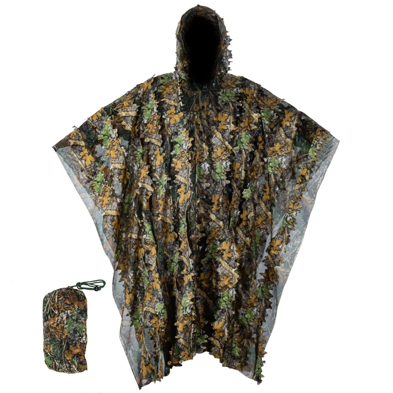 Tactical-Gear-3D-Leaves-Camouflage-Woodland-Poncho-Cloak-Ghillie-Suits ...