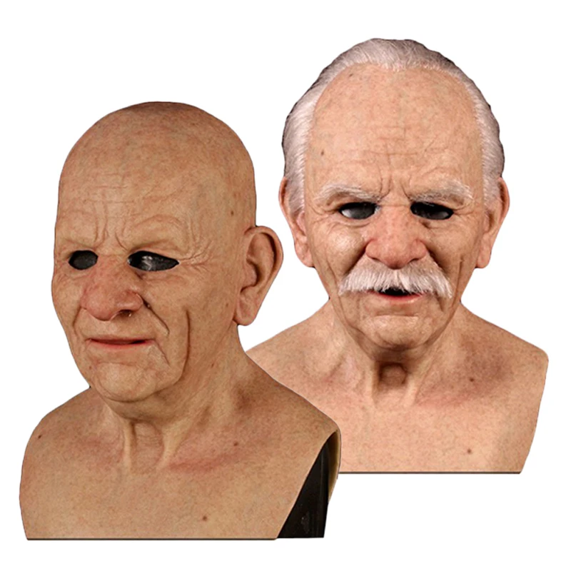 Halloween-Old-Man-Mask-Headdress-Dress-Up-Props-Headgear-Old-Grandpa ...