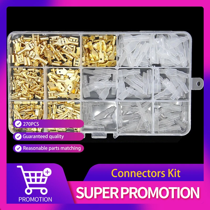 Box Insulated Male Female Wire Connector 2.8/4.8/6.3mm Electrical Crimp ...