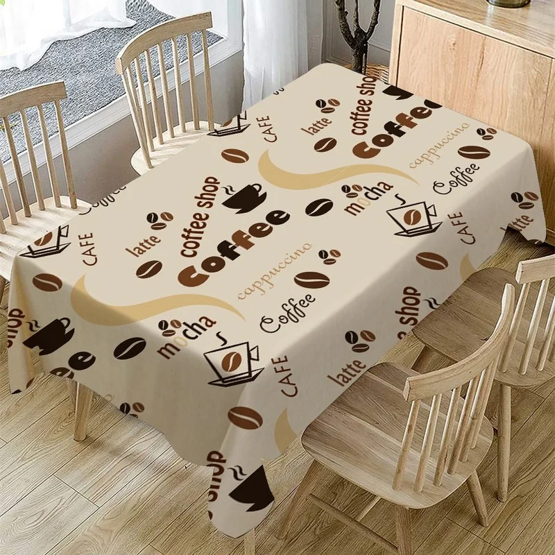 Retro Coffee Pattern Tablecloth Waterproof Dining Table Wedding ...