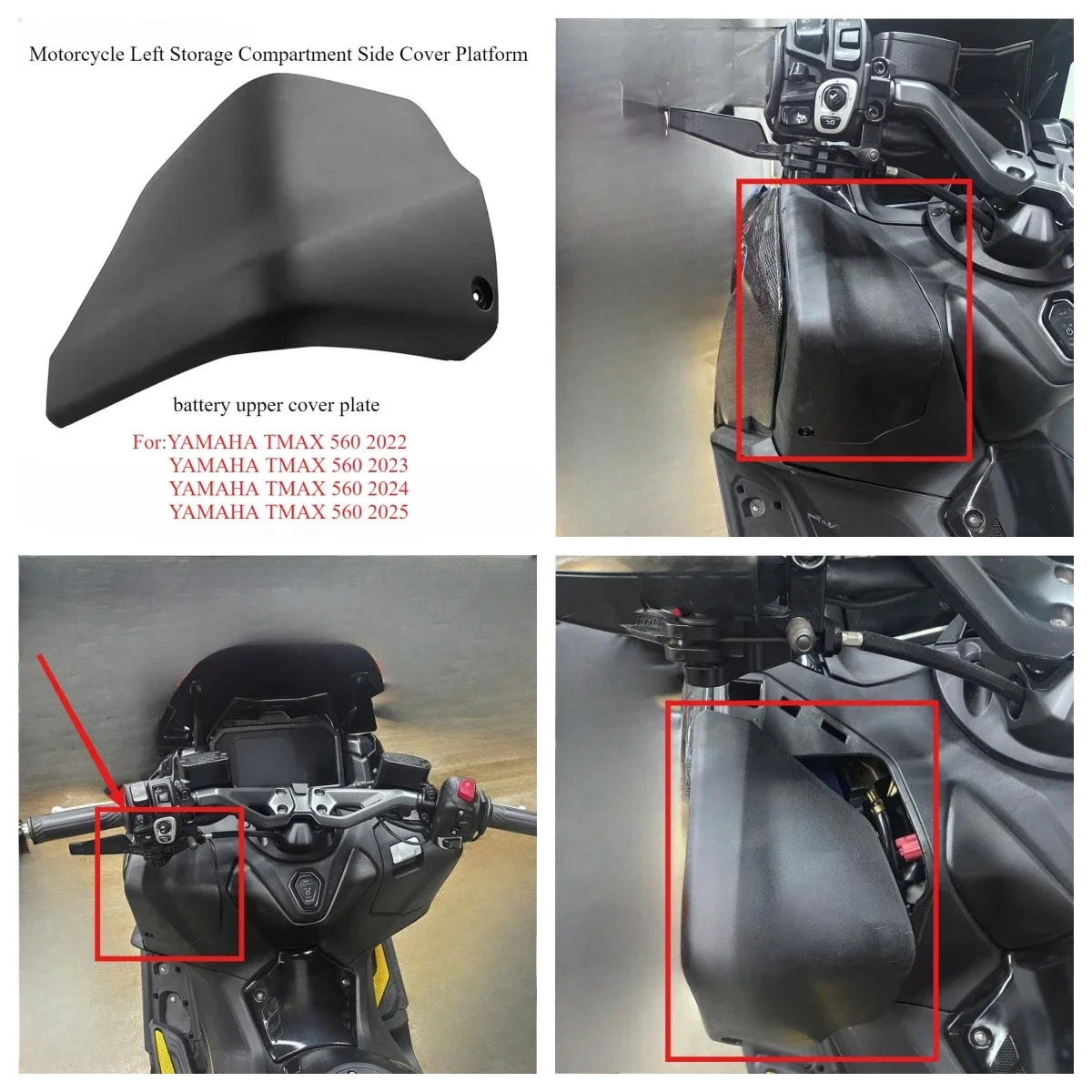 Motorcycle left storage compartment side cover, battery upper cover ...