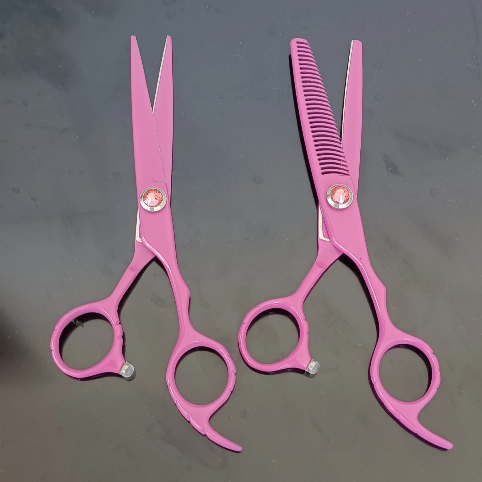 Hot-Sale-Pink-Hair-Scissors-Set-Diamond-Screw-Professional-Cutting ...