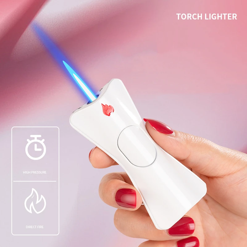 2022 New Unique Bowknot Ladies Butane Lighter Windproof Blue Jet Flame ...