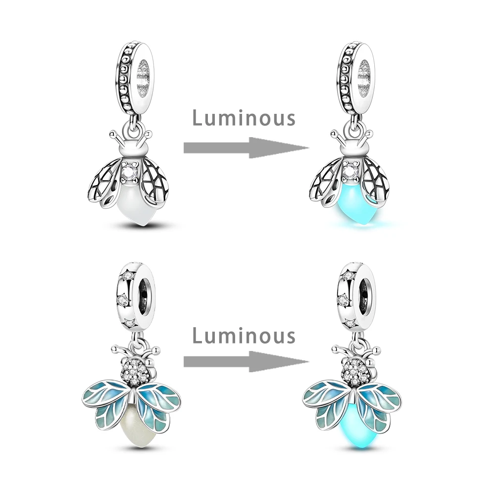 Silver-Plated-Glowing-Luminous-Firefly-Charms-Fit-Original-Pandora ...