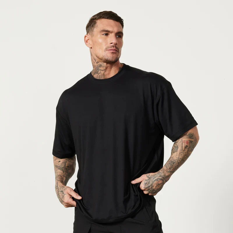 Oversized-T-Shirt-Heren-Katoen-Losse-Korte-Mouw-Fitness-T-Shirt-Zomer ...