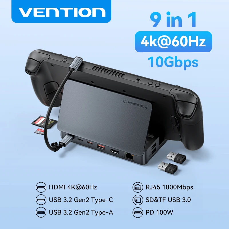 Vention USB C Game Docking Station for Steam Deck HDMI 4K@60Hz RJ45 USB ...