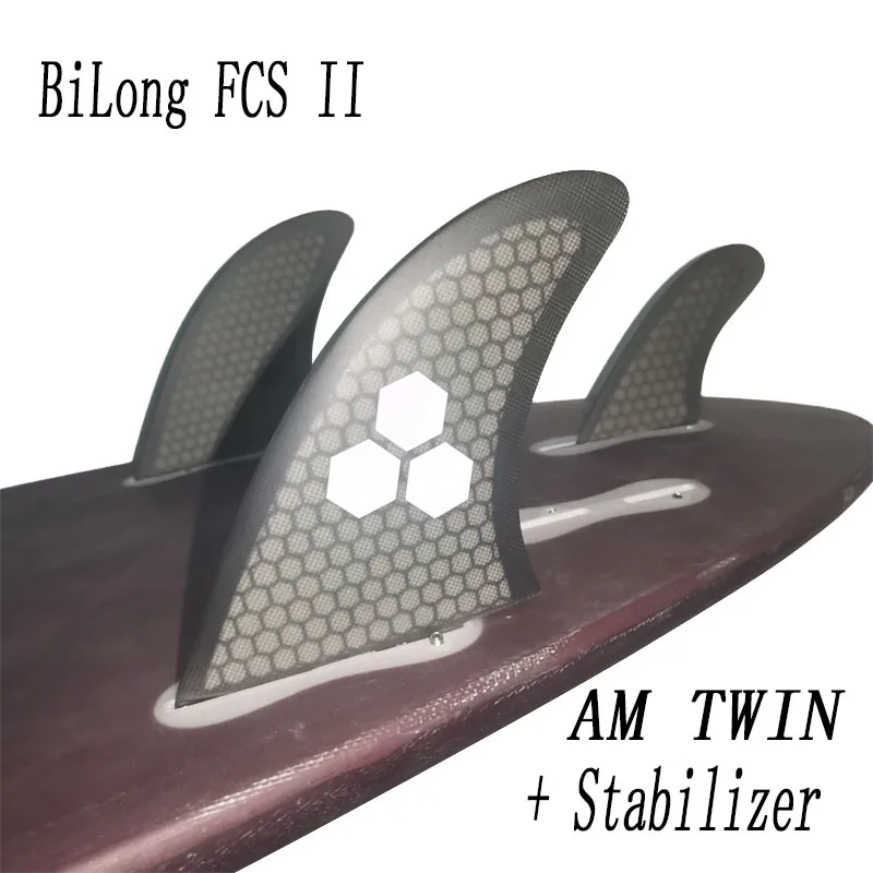 BiLong FCS II AMT Twin + Stabilizer Fiberglass Performance Core Tri Fin ...