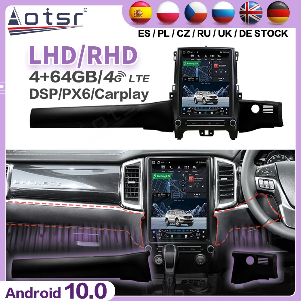 Rhd-lhd Tesla Screen Multimedia Stereo Android 10 Player For Ford ...