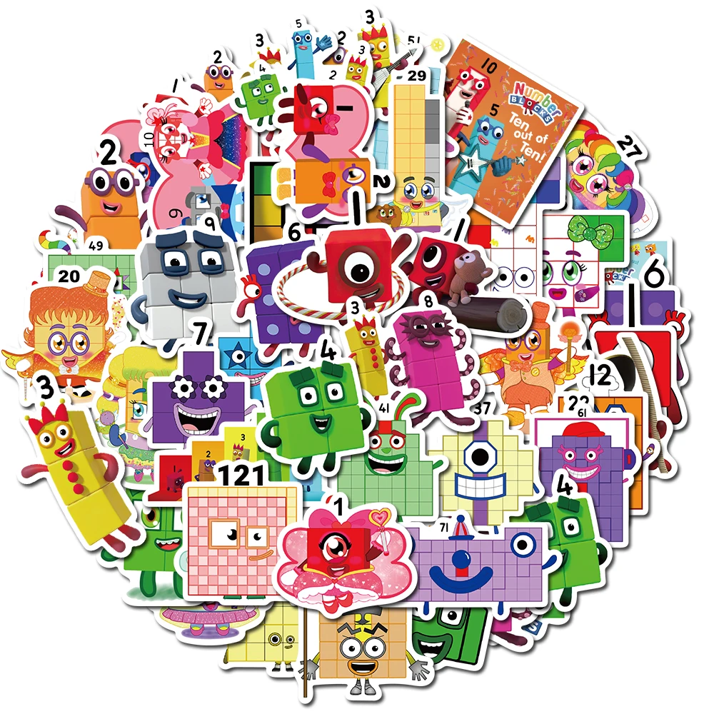 52PCS-Numberblocks-Cartoon-Stickers-Vintage-For-DIY-Kids-Children ...