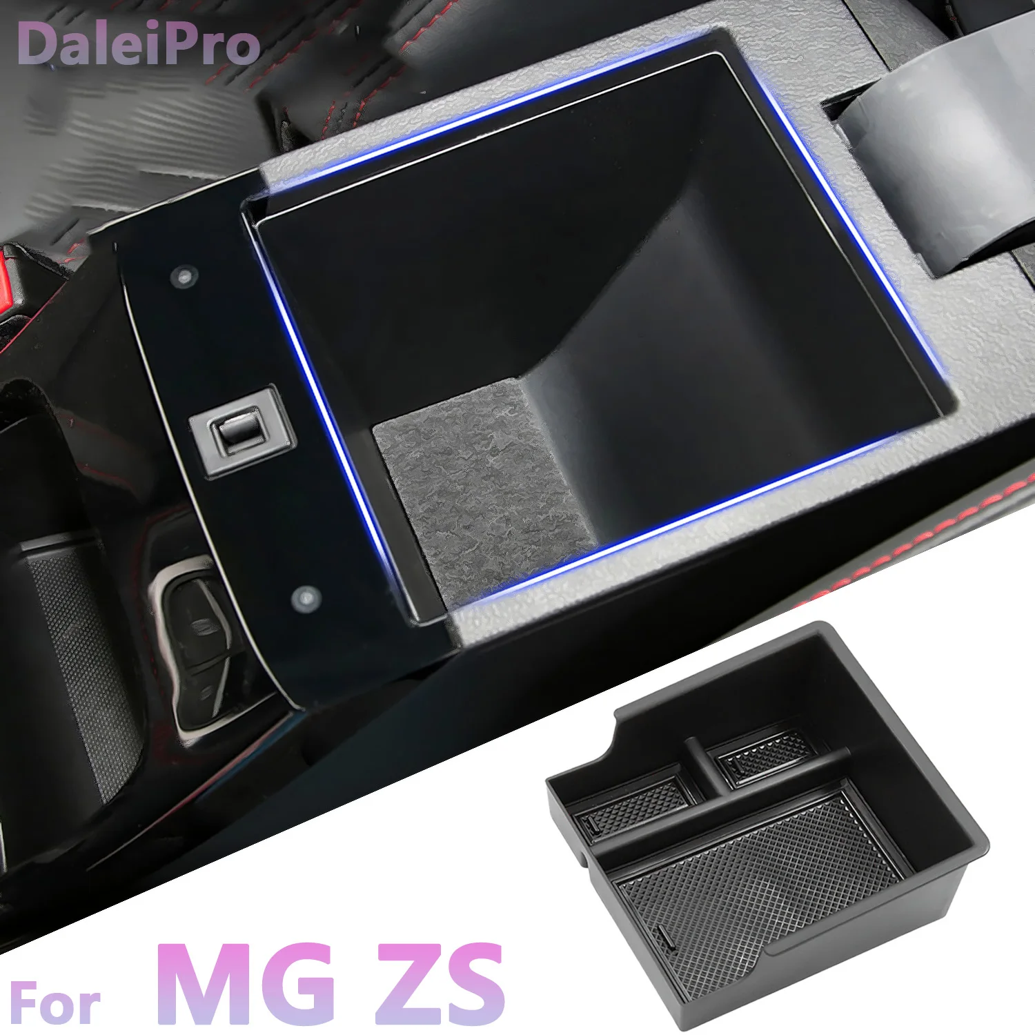 For MG ZS Armrest Storage Box Center Console Organizer Tray Storage Box ...