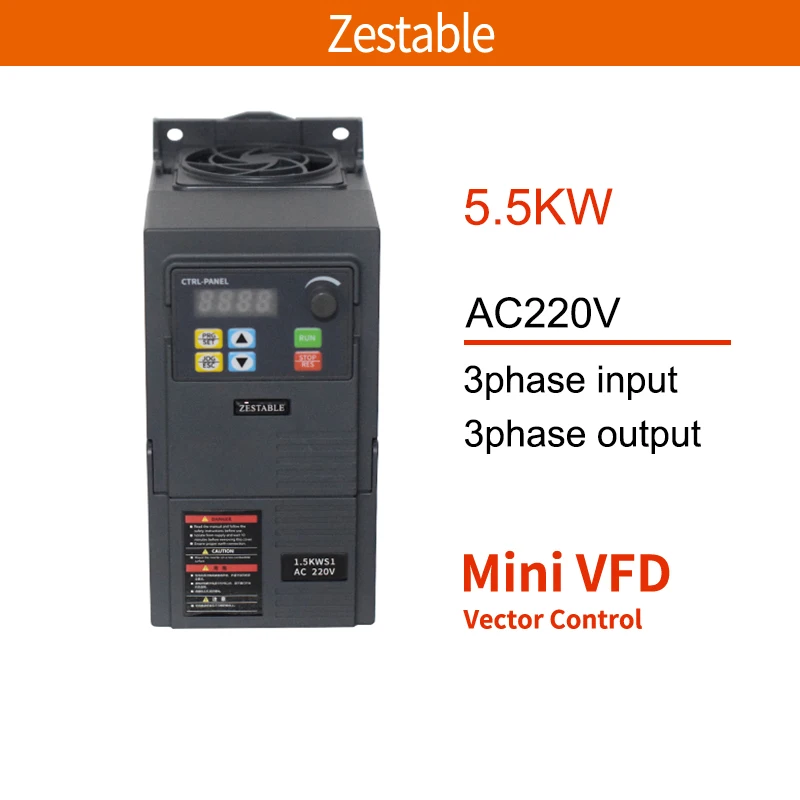 Mini Vfd 220v 3ph Input 3 Ph Output 5.5kw 7hp Variable Frequency Drive ...
