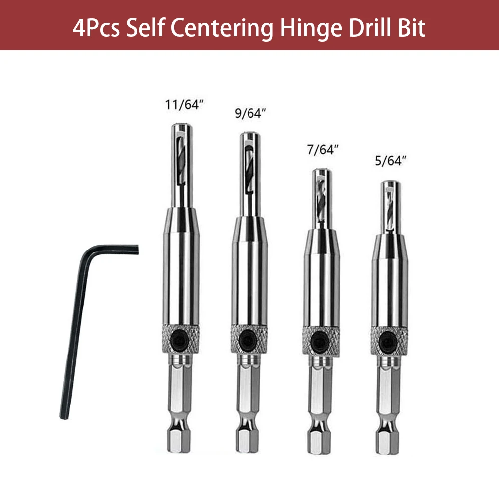 4Pcs-HSS-Core-Drill-Bit-Self-Centering-Hinge-Hardware-Drill-Bits-Set ...