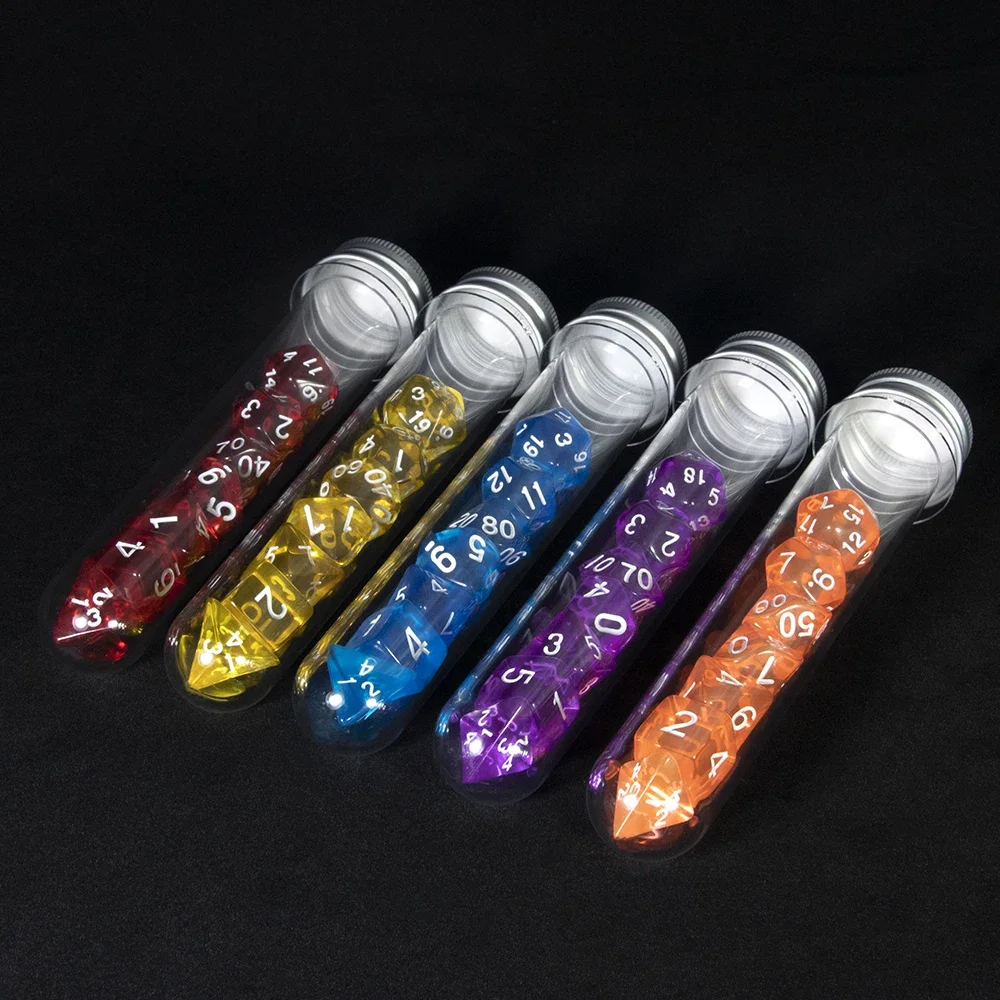 Transparent-Polyhedral-Dice-Set-7-Piece-Acrylic-Gaming-Dice-with-tube ...