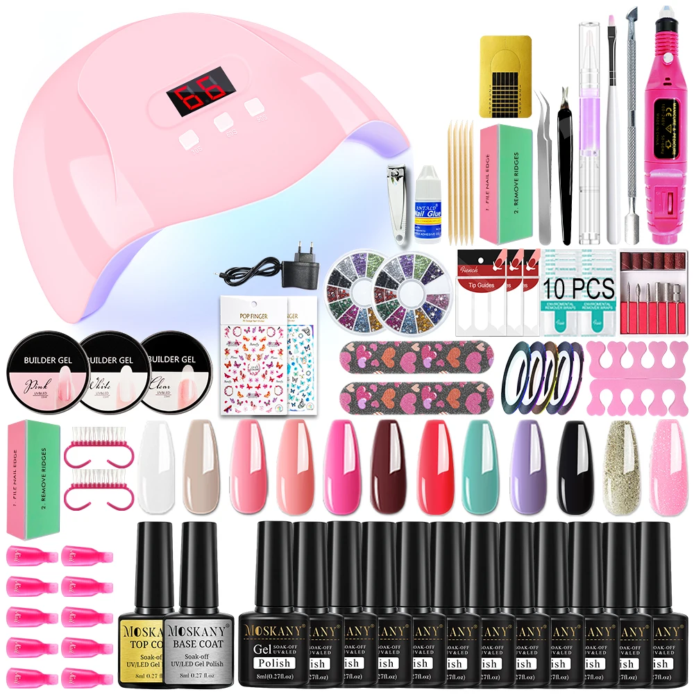 MOSKANY-Nail-Set-With-UV-LED-LAMP-20-10-PCS-Nail-Gel-Polish-Kit-Gel ...