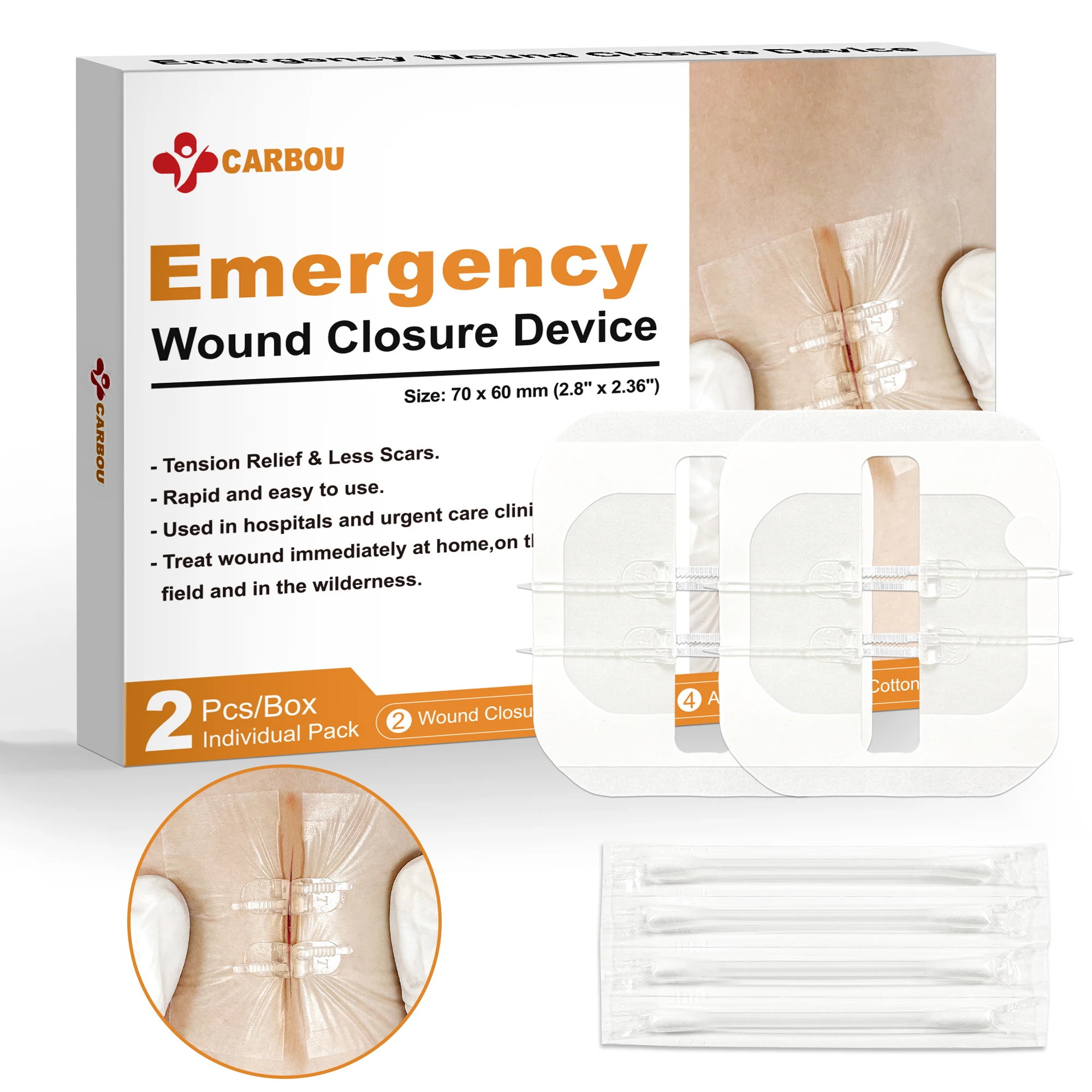CARBOU-2PCS-Painless-Wound-Closure-Device-Suture-free-Wound-Dressing ...