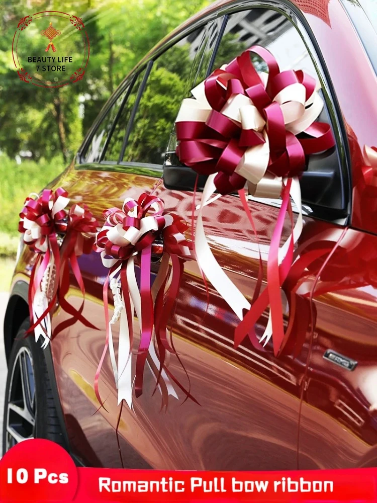 10Pcs-Romantic-Car-Pull-Bows-Flower-Ball-Hand-pulled-Ribbon-For-Gift ...