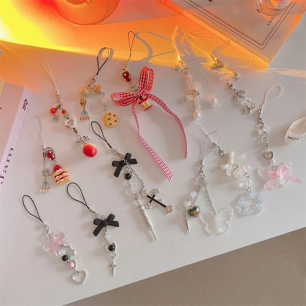 Ins-Korean-Cute-Cross-Bow-Phone-Pendant-Aesthetic-Pendant-Key-Chains ...