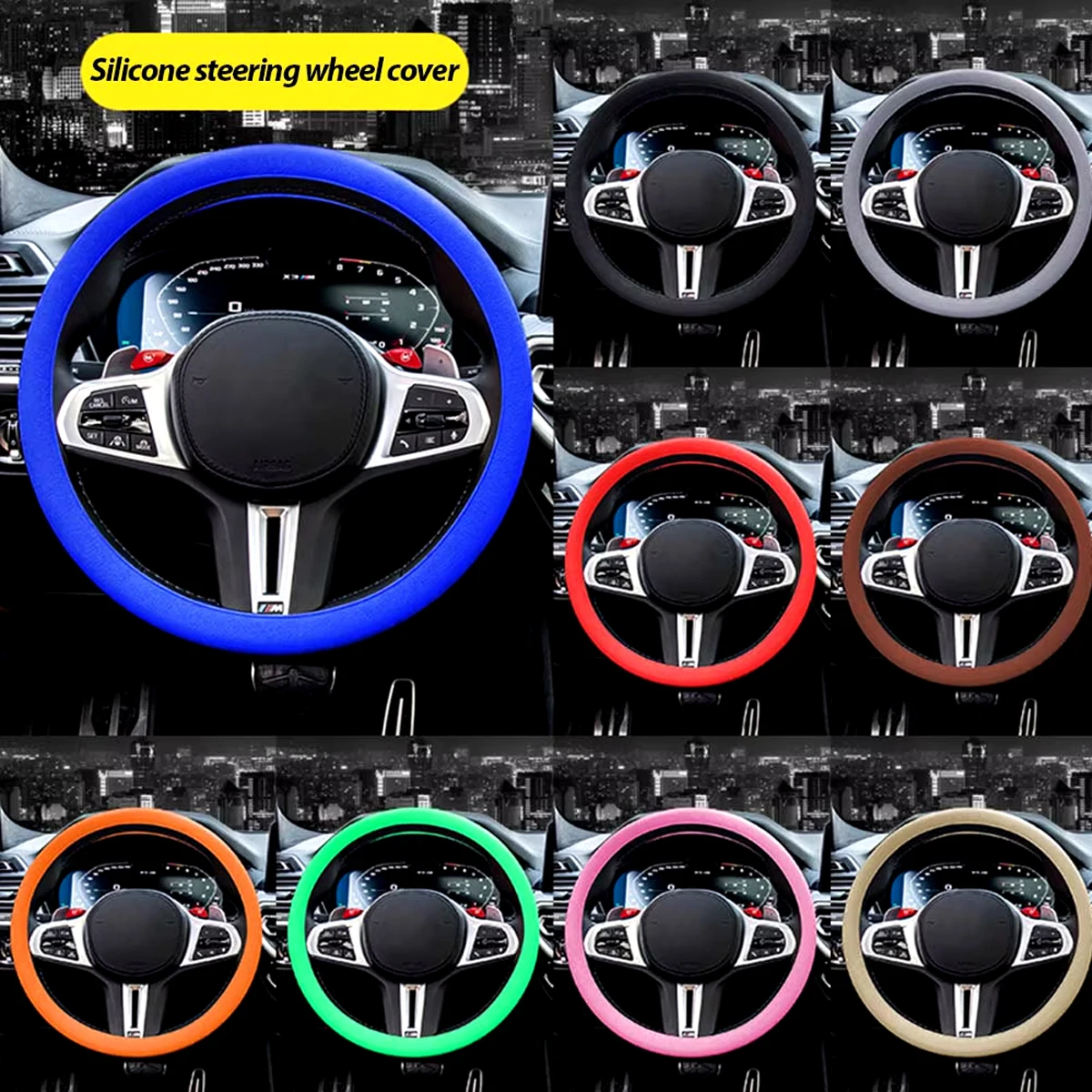 Automotive silicone steering wheel cover universal fashion sweat proof ...