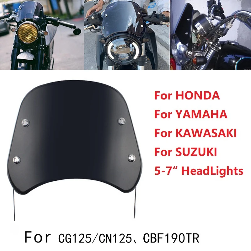 Motorcycle-Universal-Black-Windshield-Wind-Deflector-Windscreen-Fairing ...