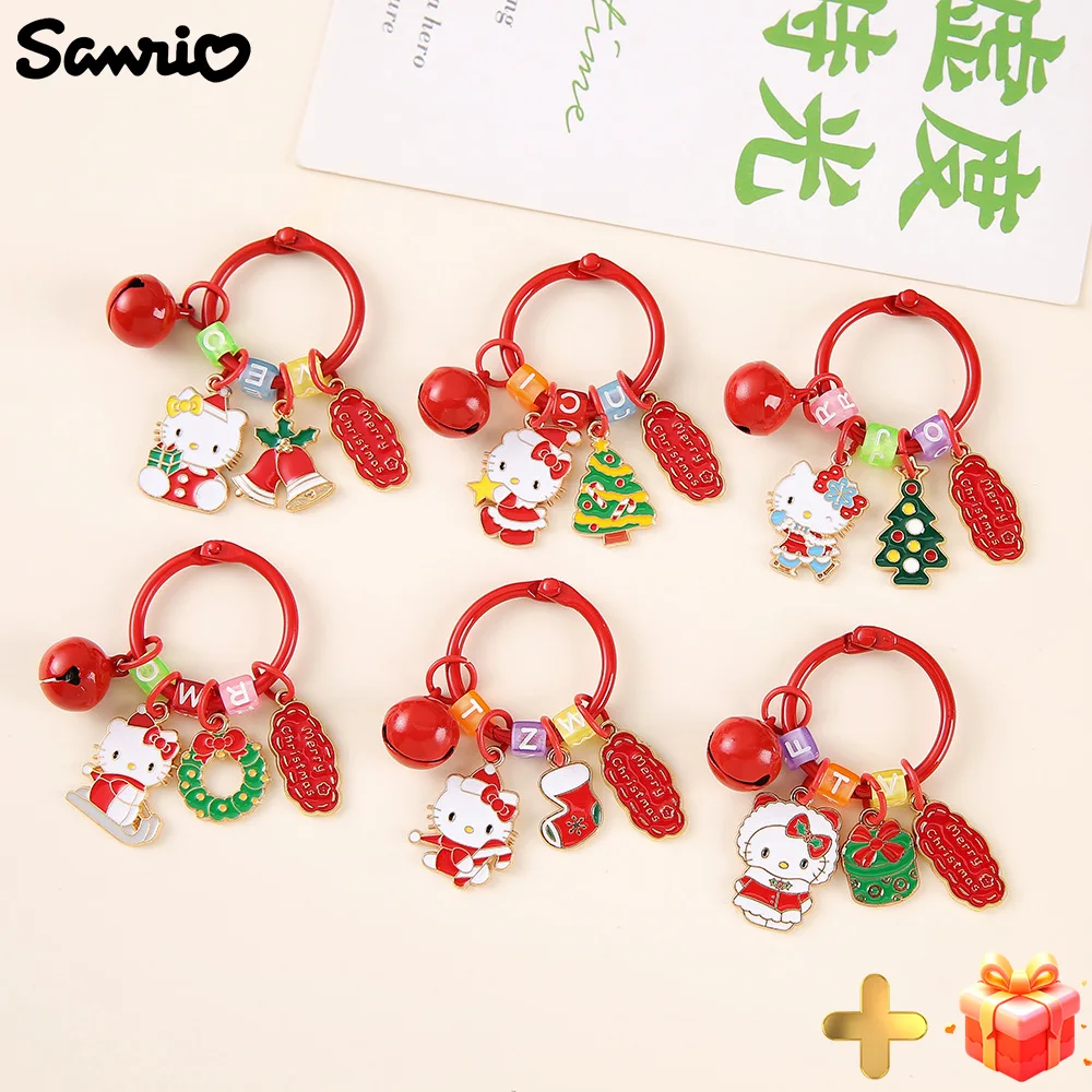 Christmas-Hello-Kitty-Keychain-Anime-Sanrio-Kitty-Bells-Metal-Pendant ...