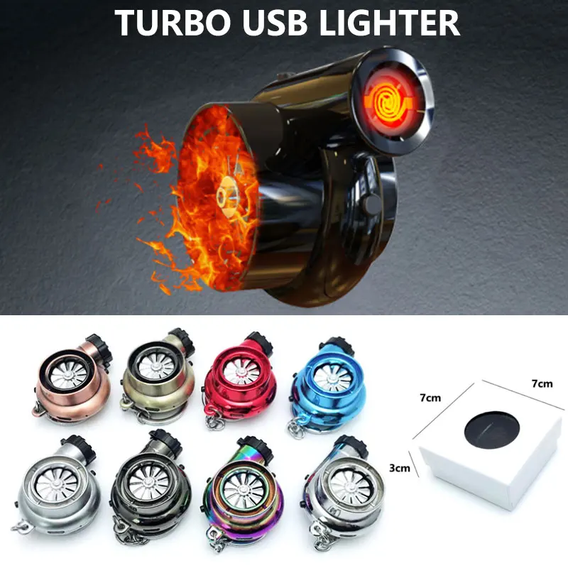 Turbine-Lighter-Turbo-Cigarette-Lighter-USB-Charging-Keychain-Metal ...