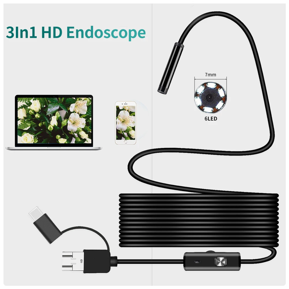 Mini Endoscope Camera Waterproof Endoscope Borescope Adjustable Soft ...