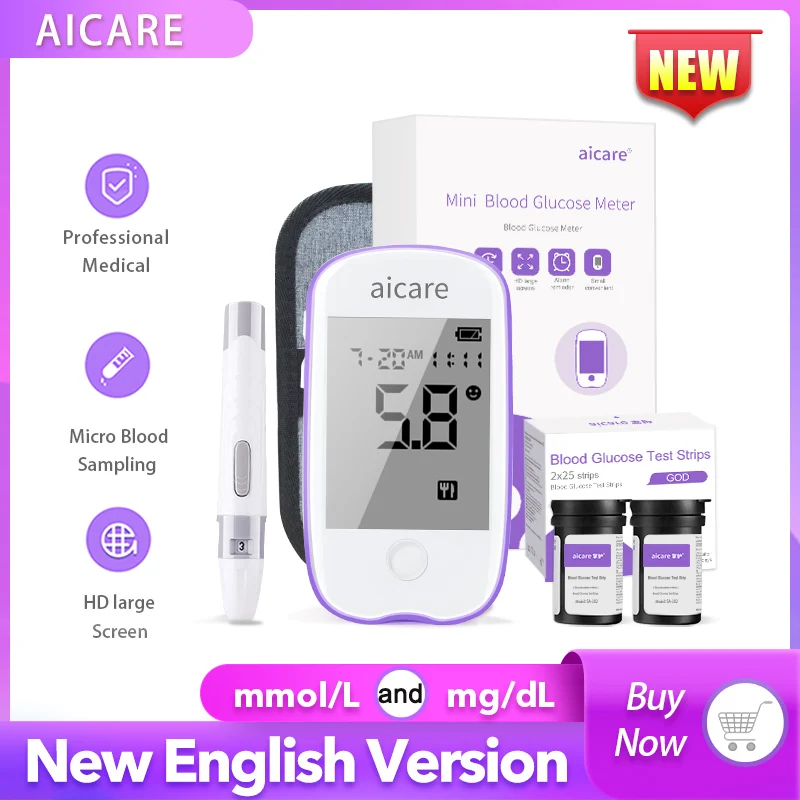 AICARE-medidor-de-glucosa-en-sangre-gluc-metro-para-diab-ticos-tiras-de ...