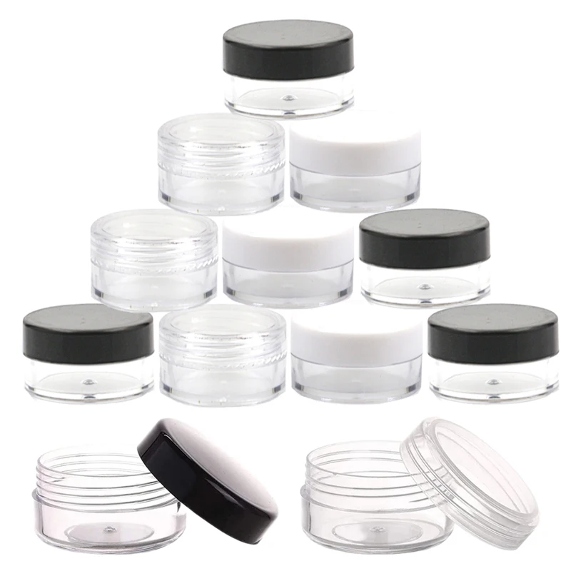 100Pcs 2/3/5/10/15/20ml Mini Cream Jars Portable Plastic Jar with Screw ...