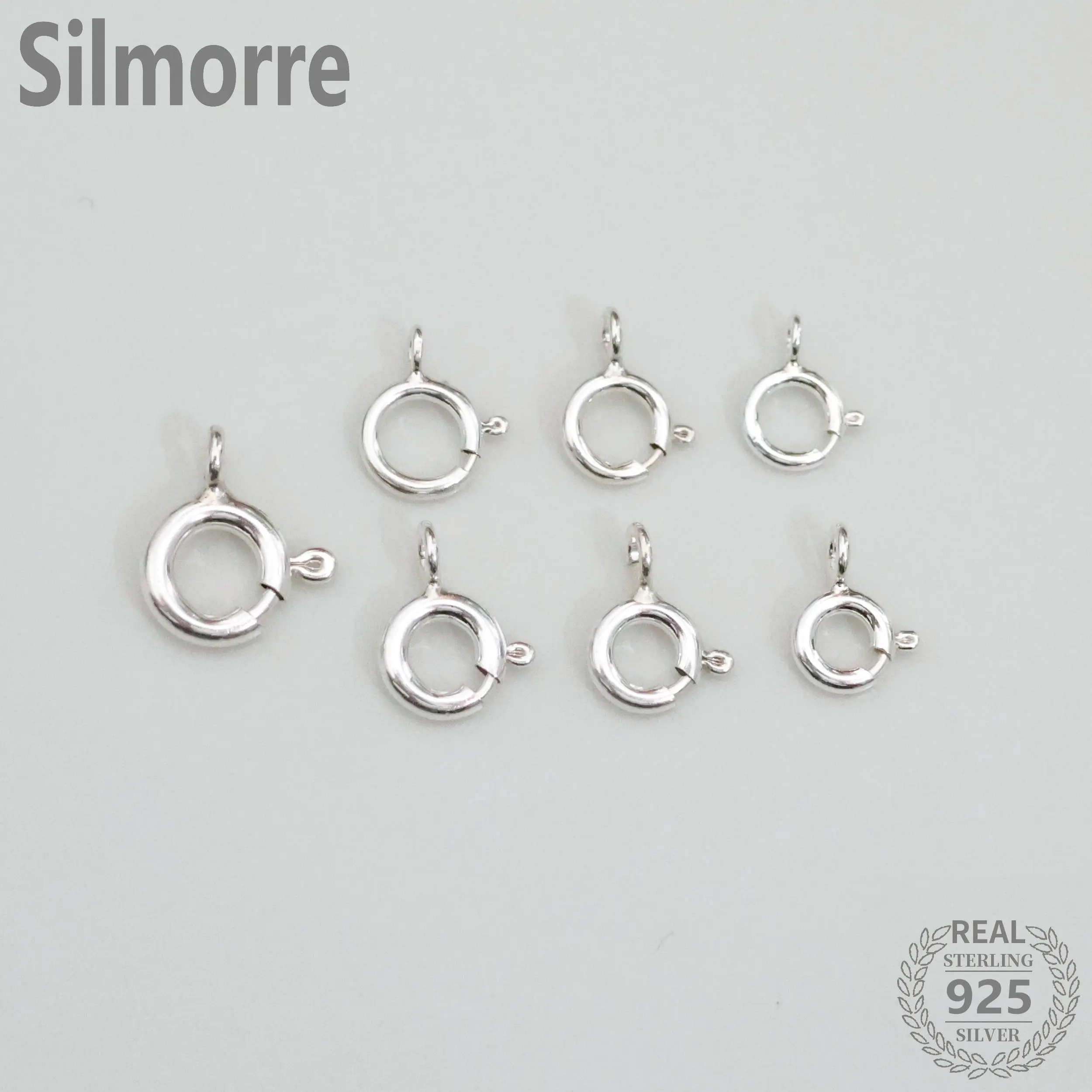 10pcs 100% Solid 925 Sterling Silver Round Snap Hook&Clasp for DIY Fine ...