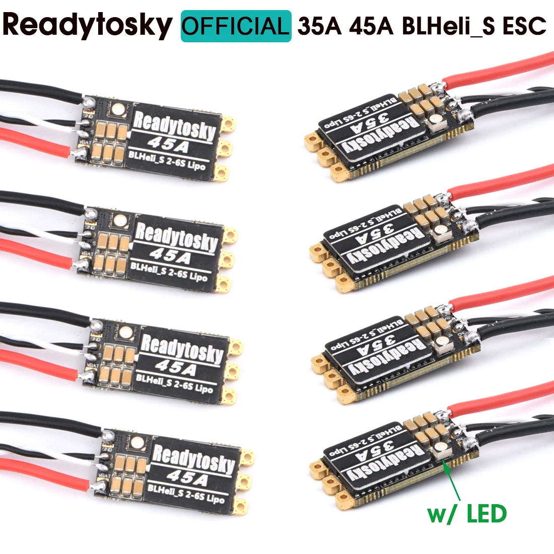 Readytosky 35A 45A BLHeli_S BLS 2 6S ESC Built in Programmable RGB LED ...