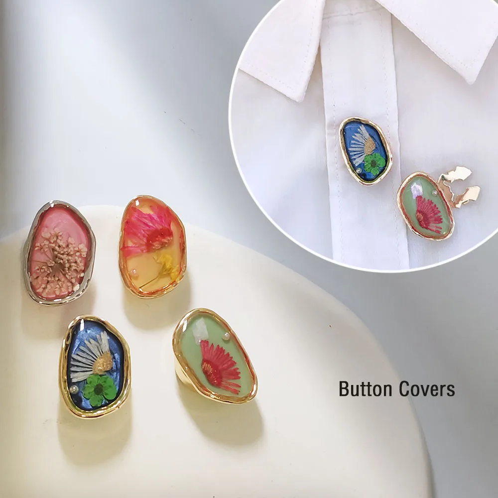 2PCS Fashion Flower Button Covers Clip for DIY Clothing Decorative ...
