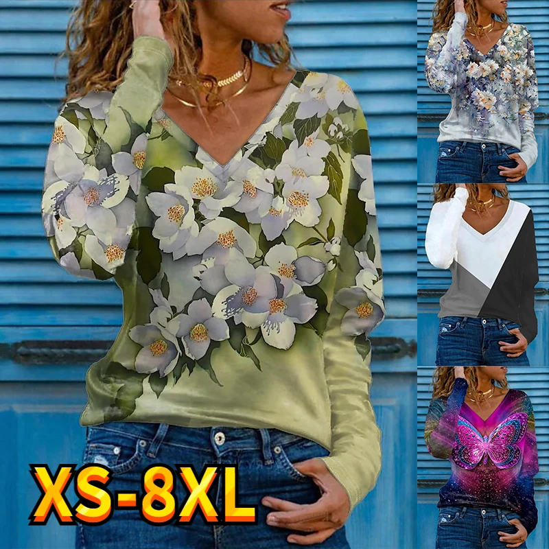 Women's T Shirt Tee Tops Sweatshirt Flower Painting Floral Print Active ...