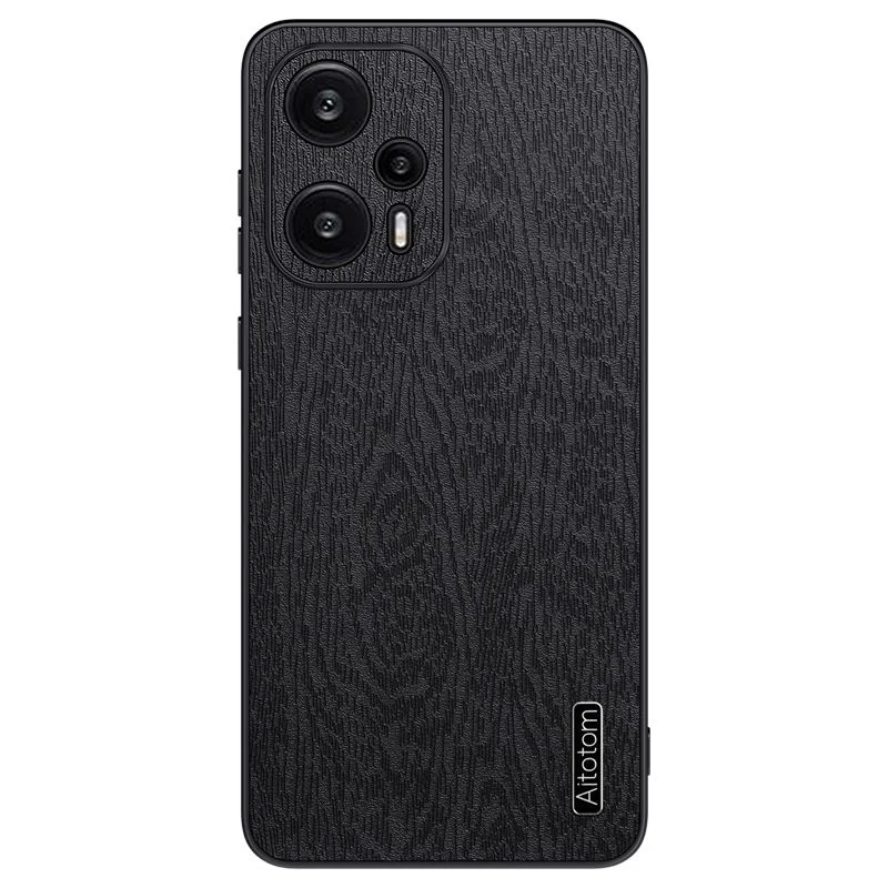 Poco F5 Case for Xiaomi Poco F5 Cover Luxury Leather Wood Grain Shockproof Back Cover for Poco ...