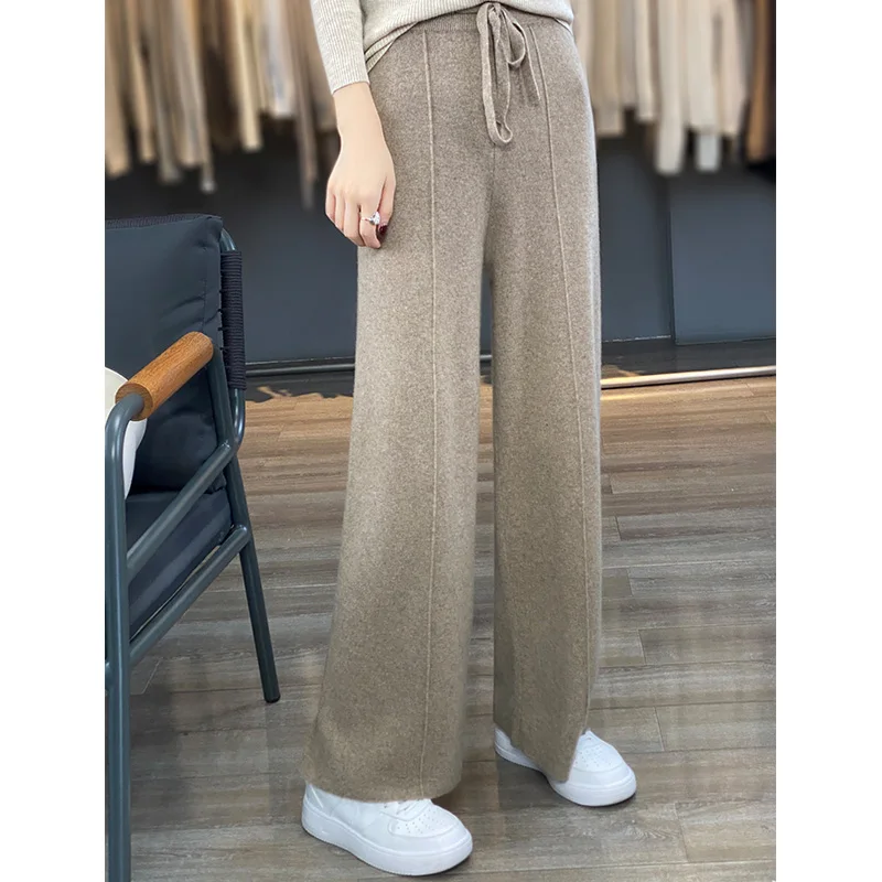 100-Pure-Wool-Pants-Cashmere-Wide-Leg-Trousers-Women-s-Long-Britches ...