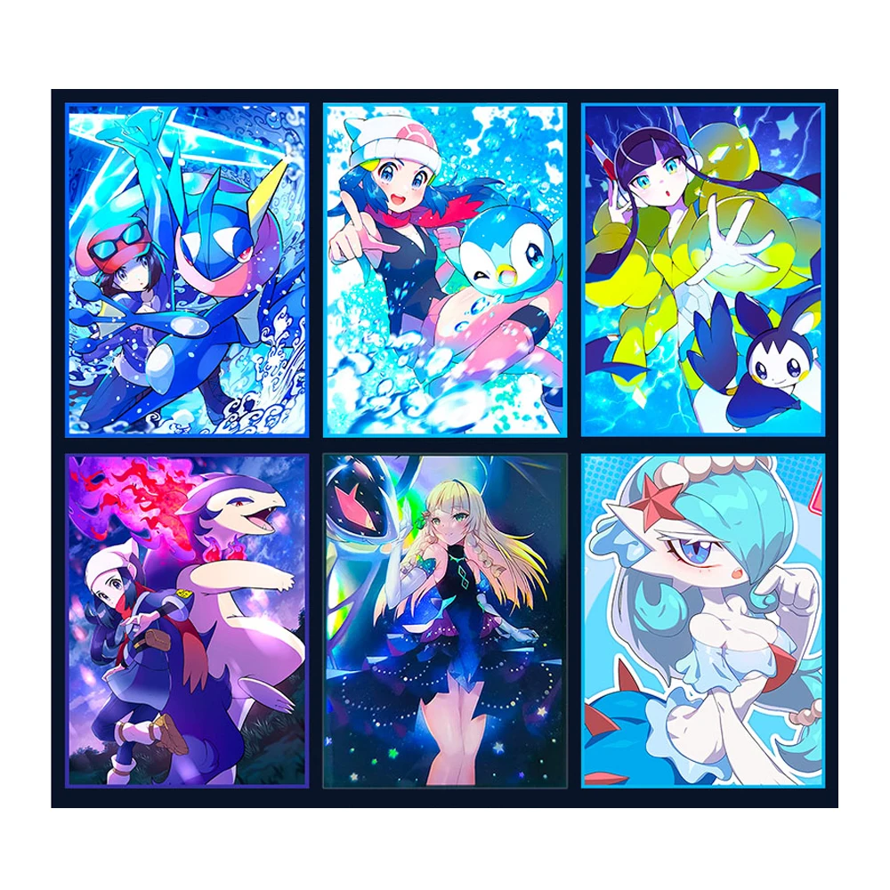 60PCS-67X92mm-Foil-Anime-Card-Sleeves-Lillie-Greninja-Elesa-Dawn-Akari ...