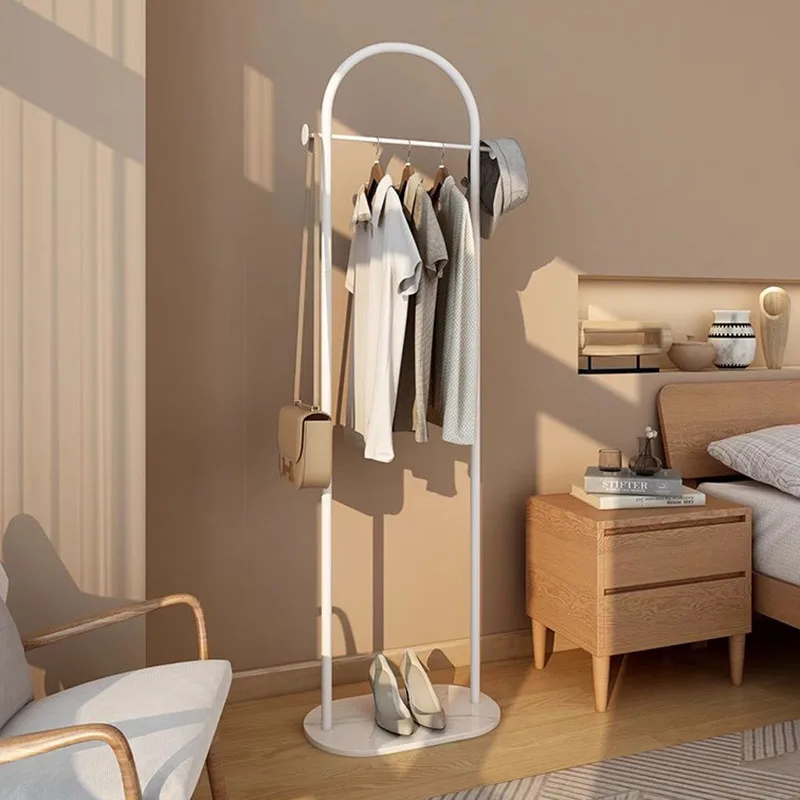Bedroom-Metal-Clothes-Rack-Minimalist-Aesthetic-White-Storage-Clothing ...