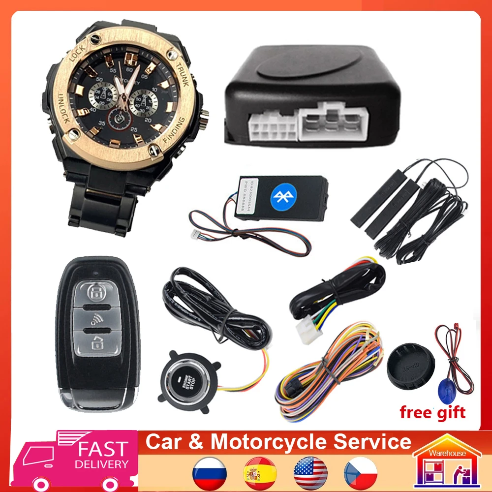Smart Watch Key Remote Start Stop Button Car Alarm Keyless Entry System ...